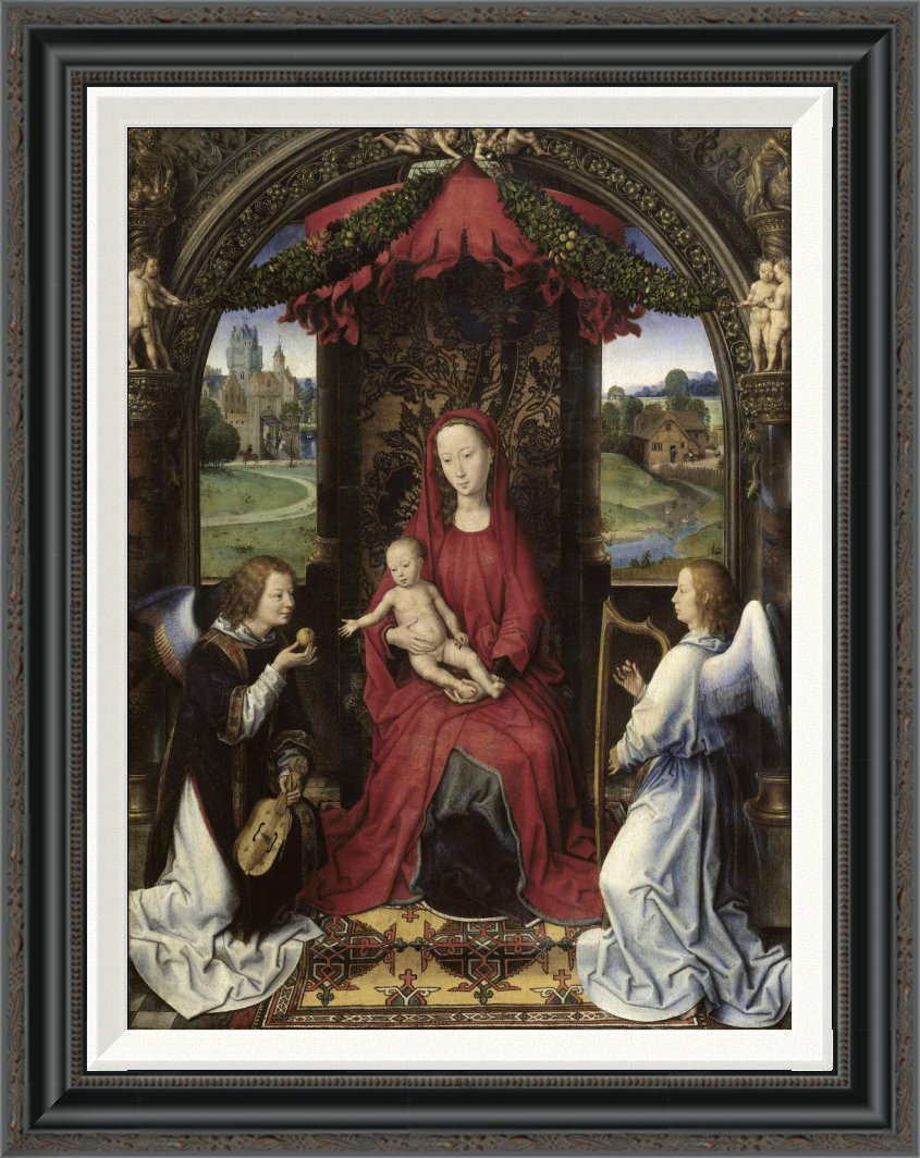 Global Gallery 'Madonna and Child With Two Angels' by Hans Memling Framed Painting Print | Wayfair